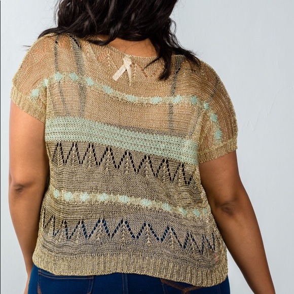 Kristin Miles | Tops | Plus Size Gold Metallic Knitted Top Gorgeous ...